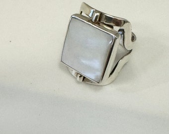 Chrysocolla and Obsidian Silver Ring Anxiety Ring Reversible 950 Silver ...