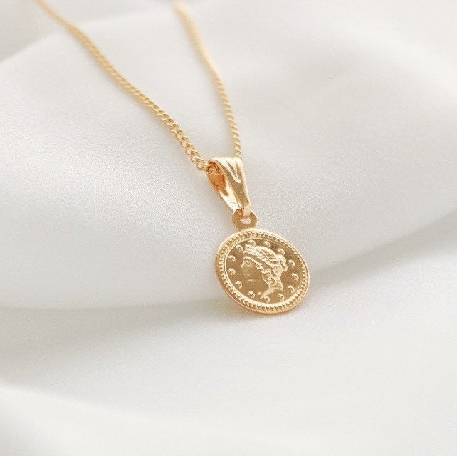 Goddess Coin Necklace 18kt Gold Filled Petite Goddess - Etsy