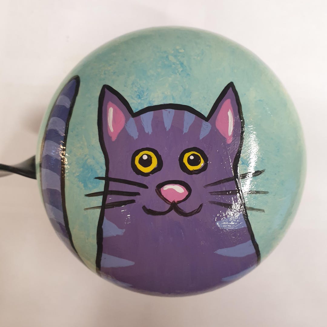Large Bicycle Bell: Colorful Cat, Hand-painted, 8 Cm Diameter - Etsy