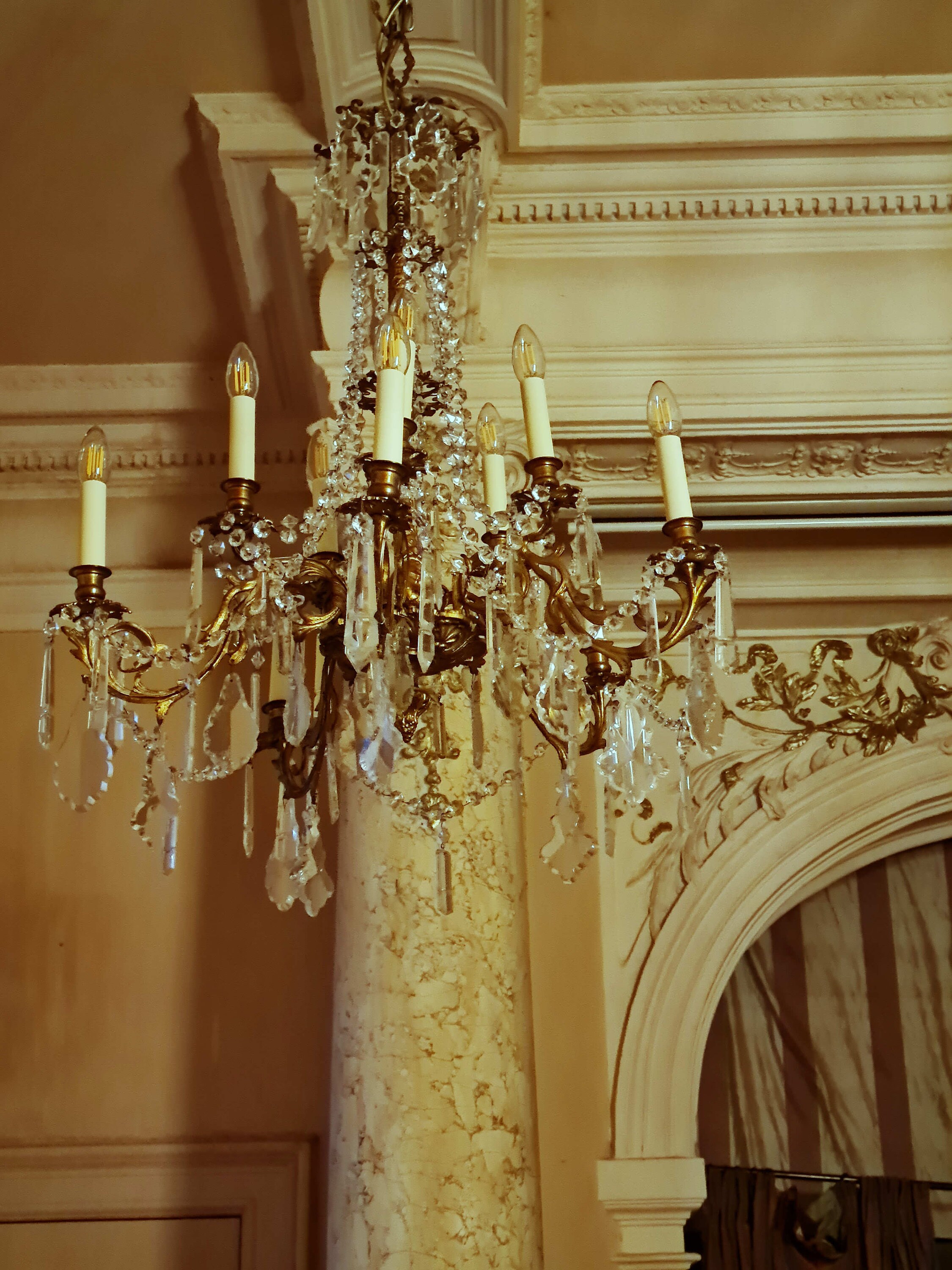 Antique Chandelier, Rod Shape, Bronze, Crystal, Restored, Very Valuable ...