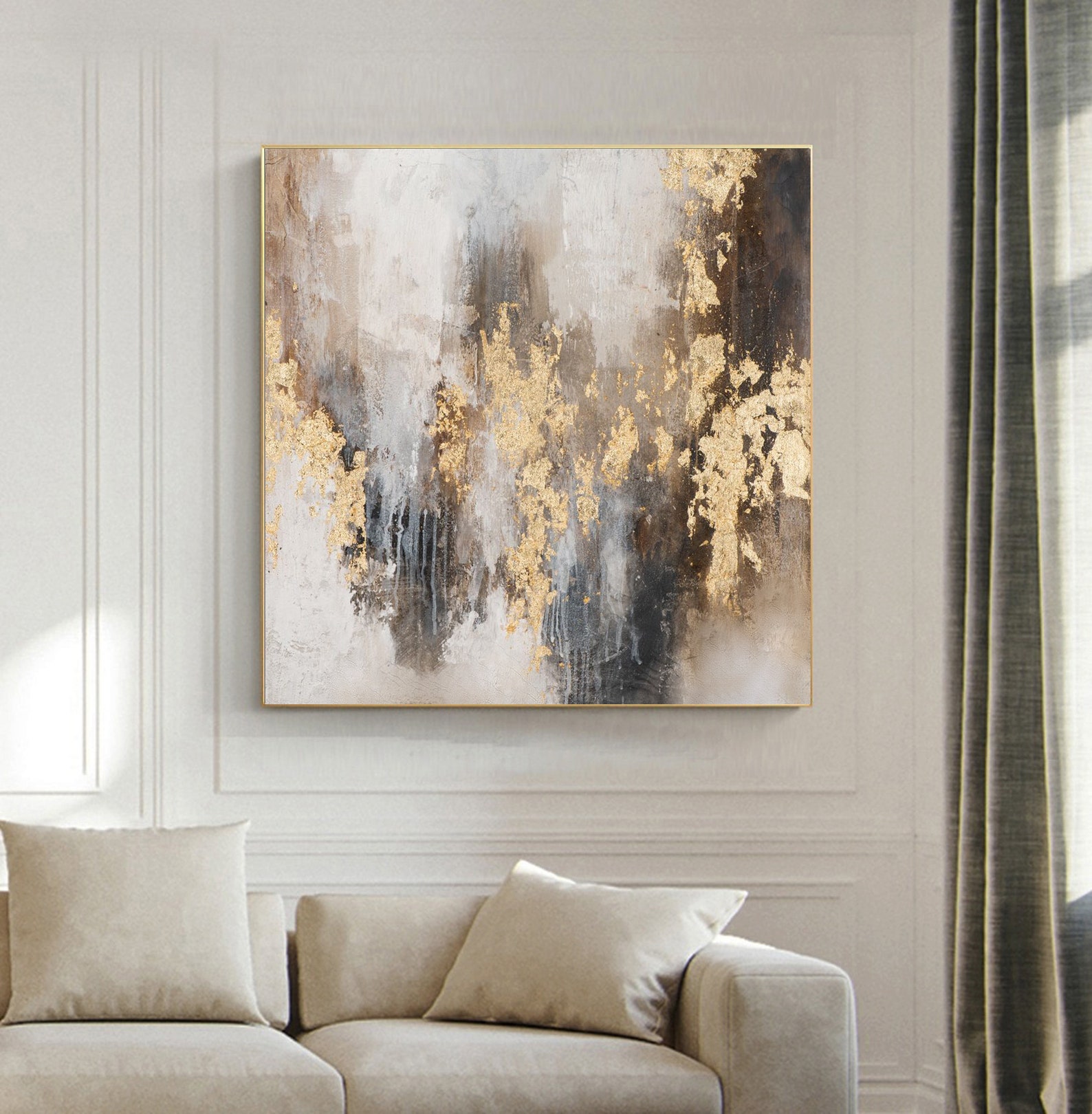 Gold Abstract Painting-white and Gold Abstract Painting-gold - Etsy