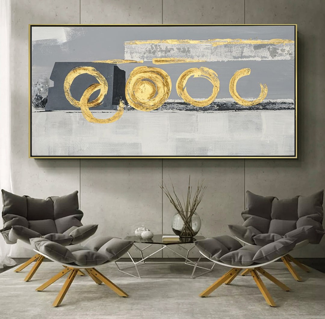 Abstract Gold Foil Painting Modern -gold Wall Decor-geometric Painting ...