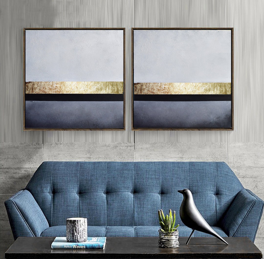Grey and Gold Abstract Art-abstract Art Set-abstract Painting ...