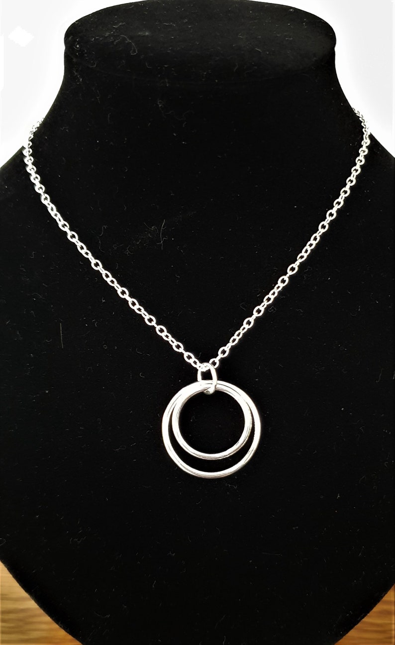 Sterling Silver Large & Medium Loop Pendant on Silver Chain - Etsy