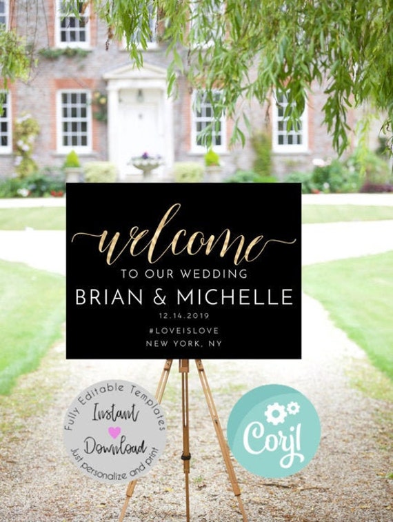 Fully Customizable Printable Wedding Welcome Sign Instant | Etsy