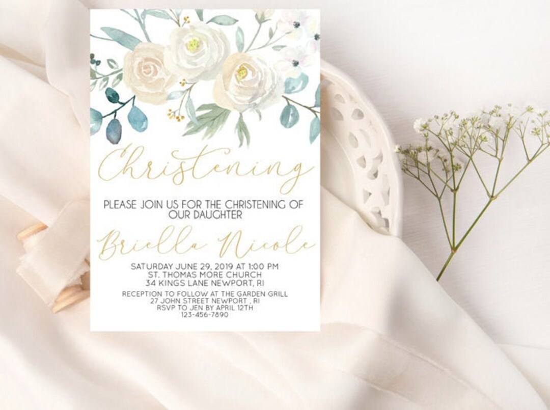 DIY Christening Invitation, Personalized, Printable, Download, Baptism ...