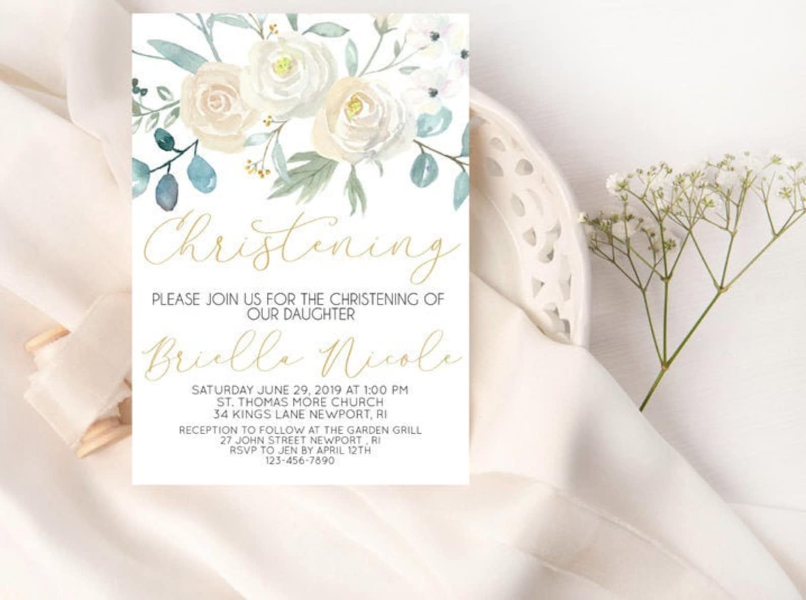 DIY Christening Invitation, Personalized, Printable, Download, Baptism ...