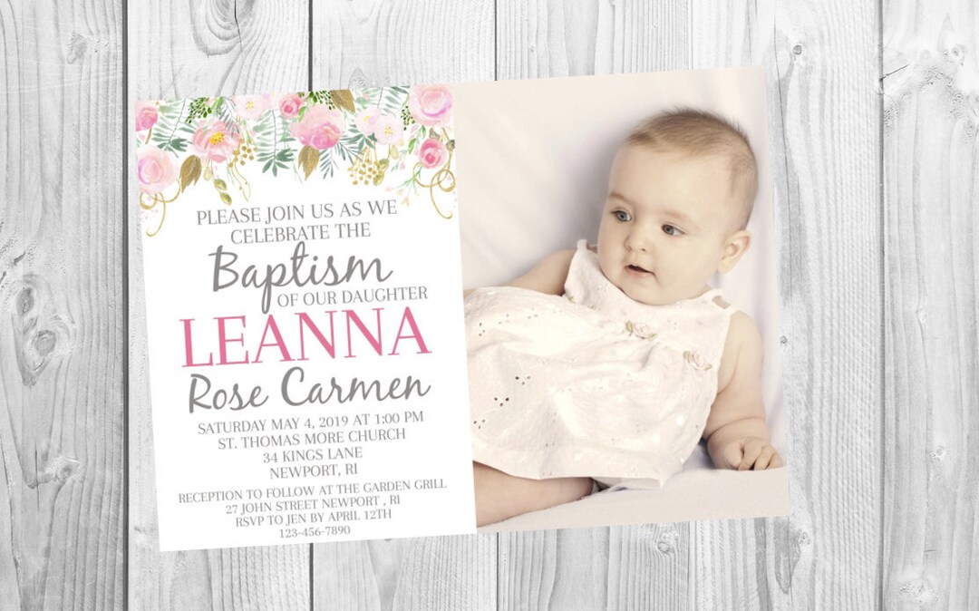 Baptism Invitation Girl Photo Printable, Baptism Invitation Printable ...