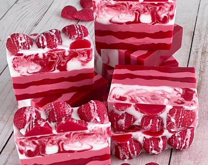 Strawberries and Cream Artisan Soap: Cold Process Handmade Soap - Etsy