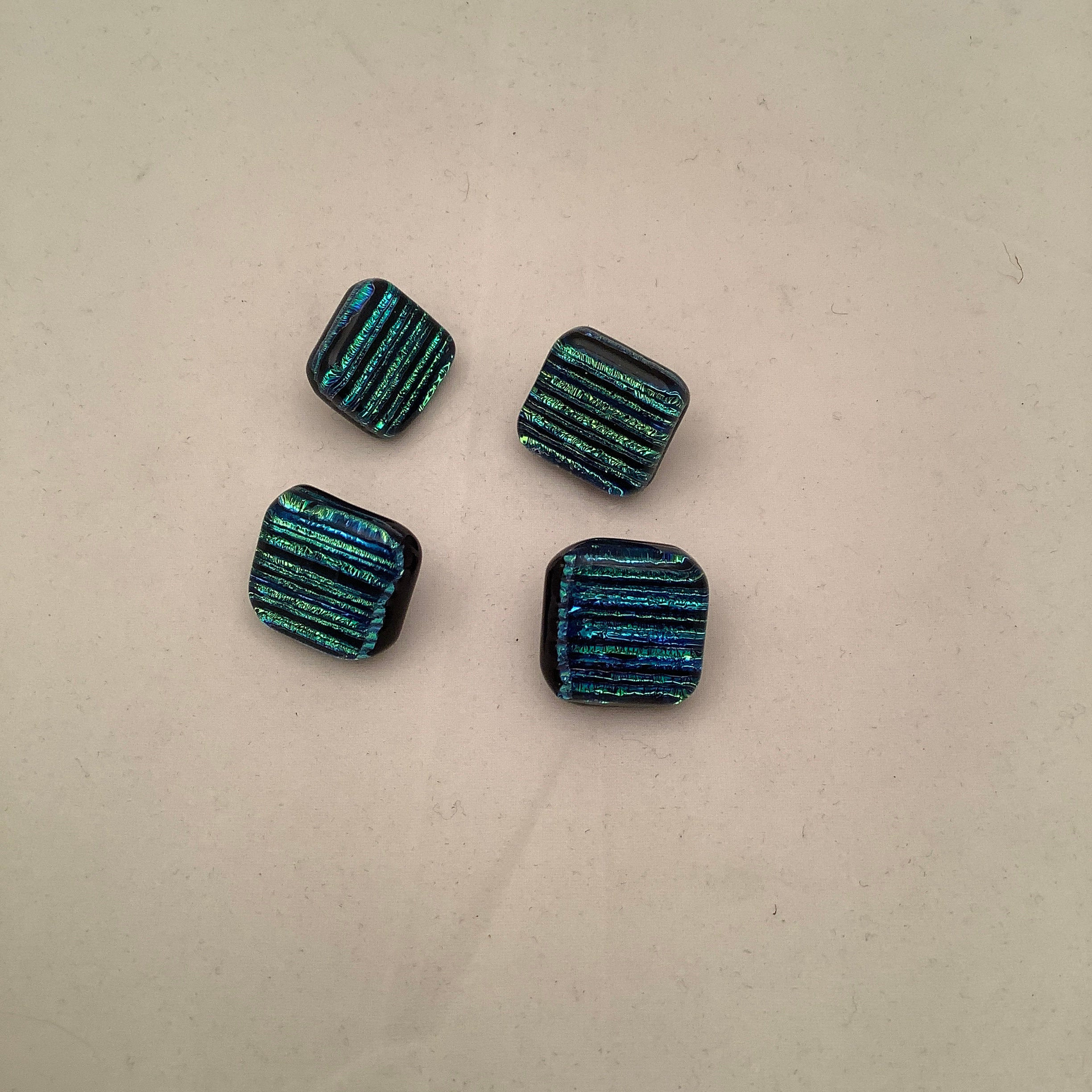 Fused Glass Glass Buttons Fiber and Sewing Accent Pieces Set of 2 ...