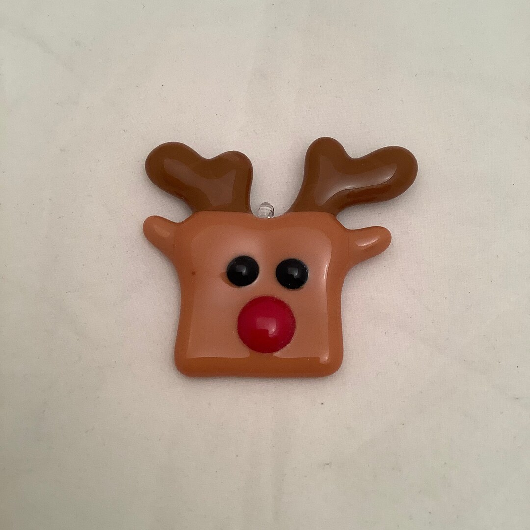 Rudolf the Red Nosed Reindeer, Reindeer, Ornament, Fused Glass, Bauble ...