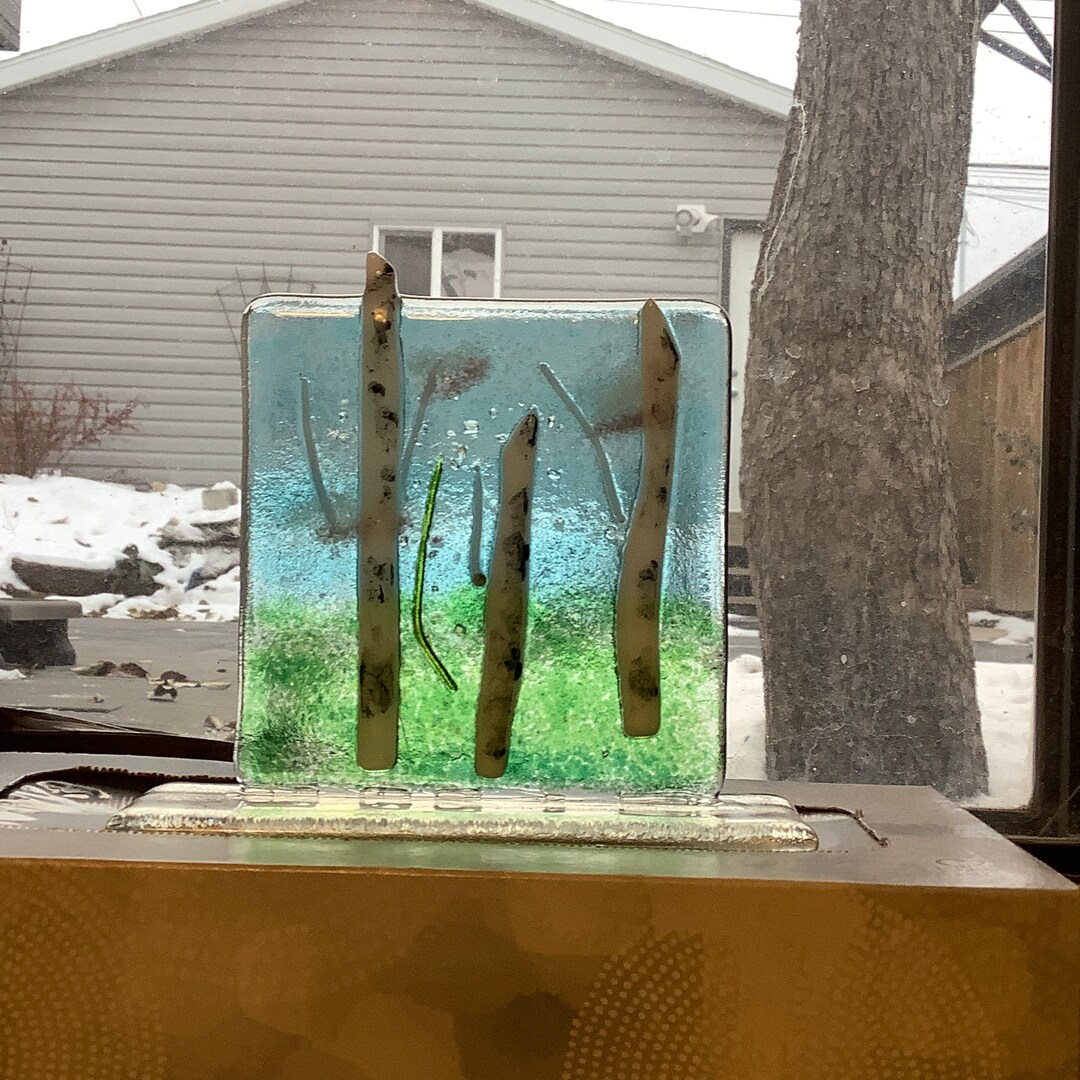 Aspen/birch Forest Landscape, Glass Art, Table Decor, Fused Glass ...