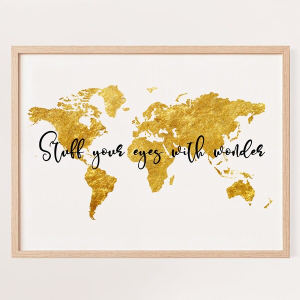 Gold Foil World Map - Etsy