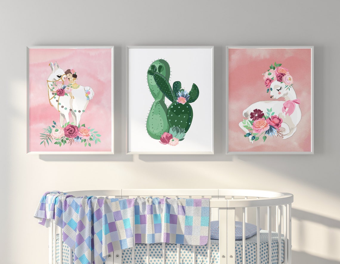 Llama Decor Llama Prints Set of 3 Llama and Cactus Wall Art - Etsy