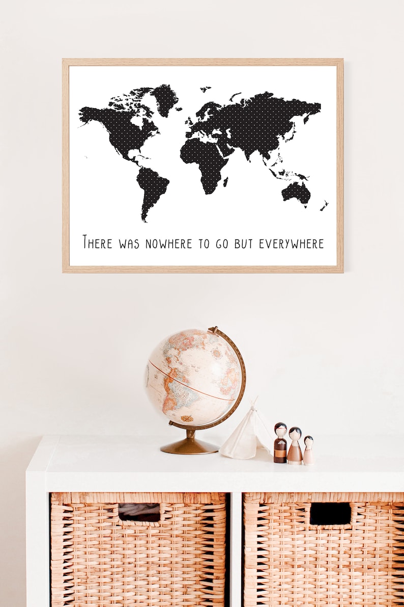 Nowhere to Go but Everywhere World Map Wall Art Printable - Etsy