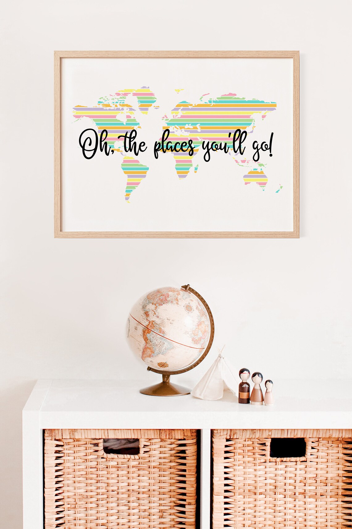Oh the Places You'll Go Nursery Art Printable World Map - Etsy
