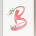 Floral Initial Wall Decor Letter B Watercolor Print Nursery - Etsy