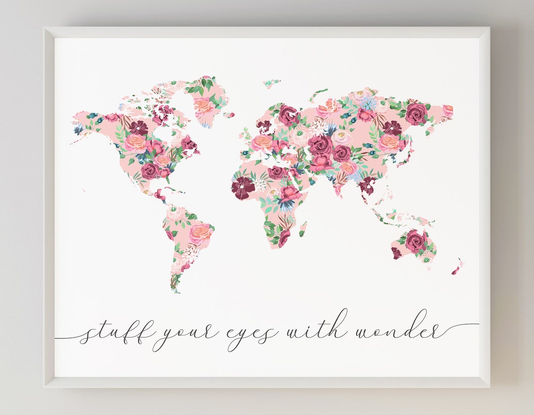 Floral World Map, Floral Nursery Decor, Stuff Your Eyes With Wonder ...