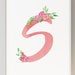 Floral Initial Wall Decor, Printable Letter S, Floral Initial Print ...