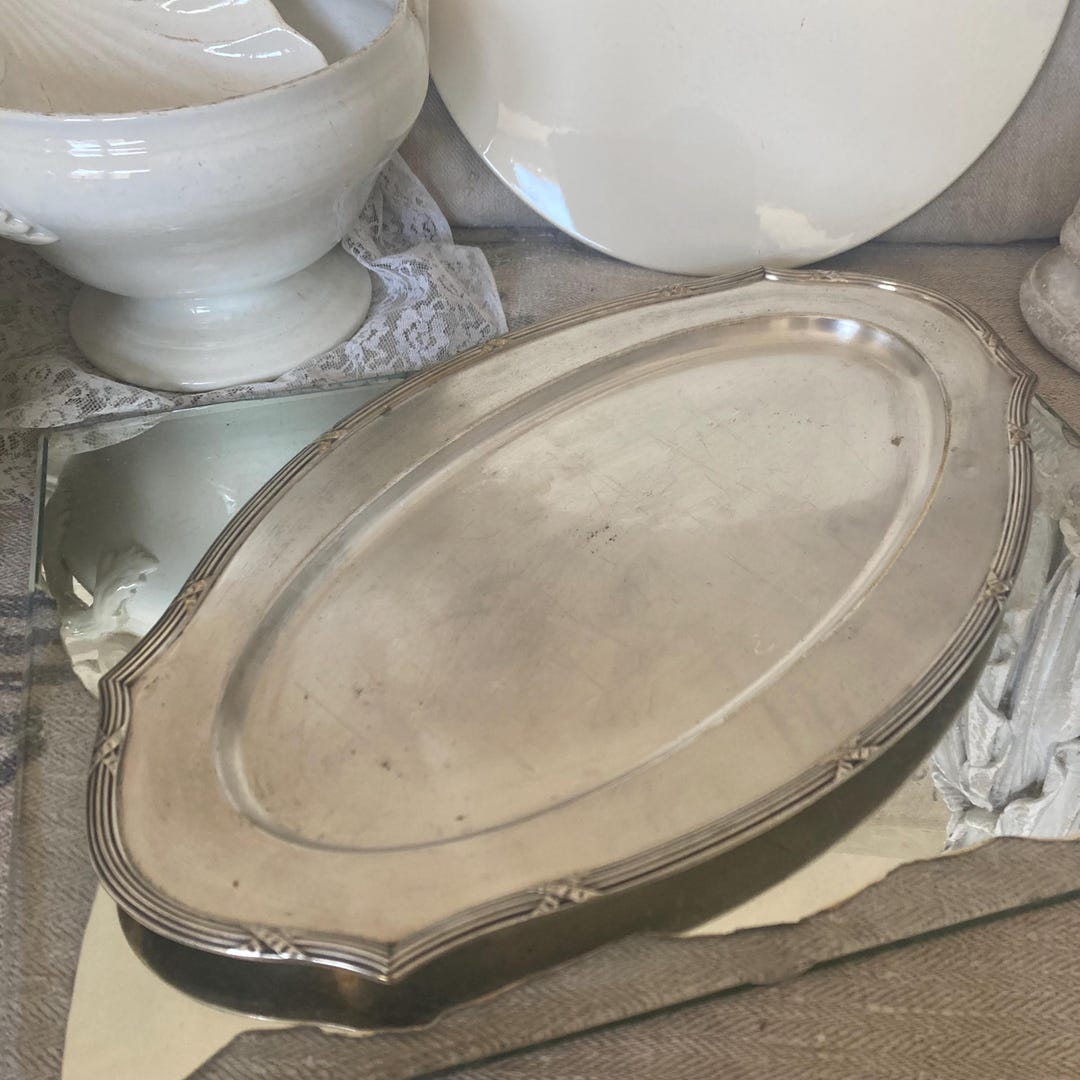 Antique Oval Silver Plate Approx. 41 X 24 Cm Hotel Silver 1930 Cross ...