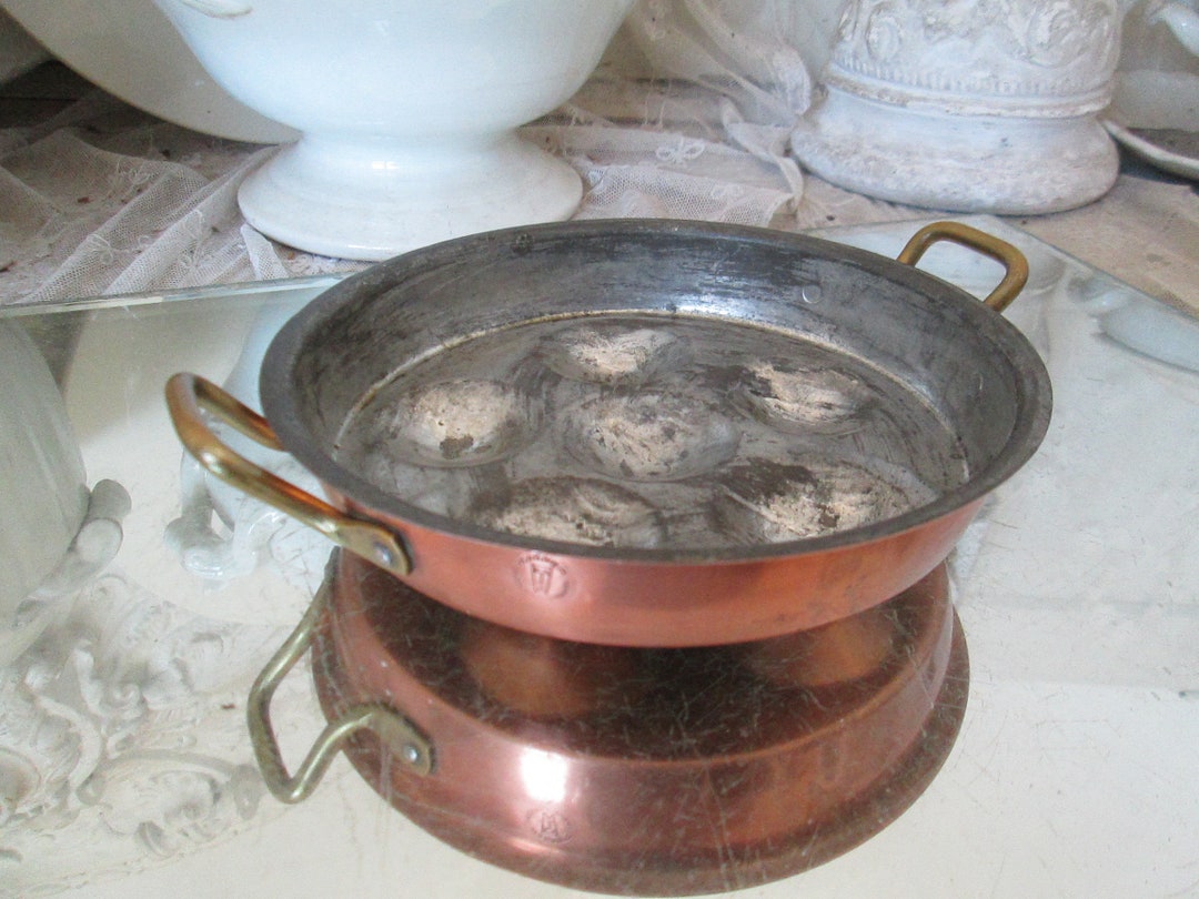 VINTAGE Old Patinated Round Snail Pan Approx. 15 Cm COPPER Wagner West ...