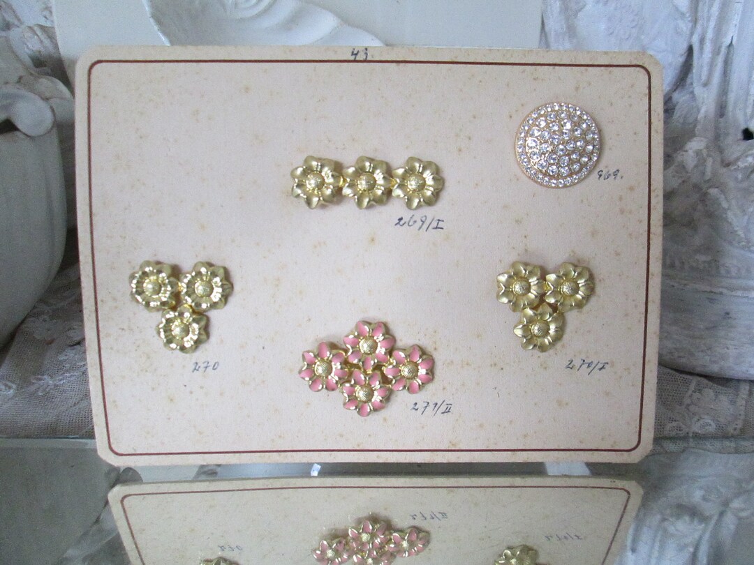 RARE Antique Sample Card With 5 Different Brooches Approx. 2.5 Cm-4.5 ...