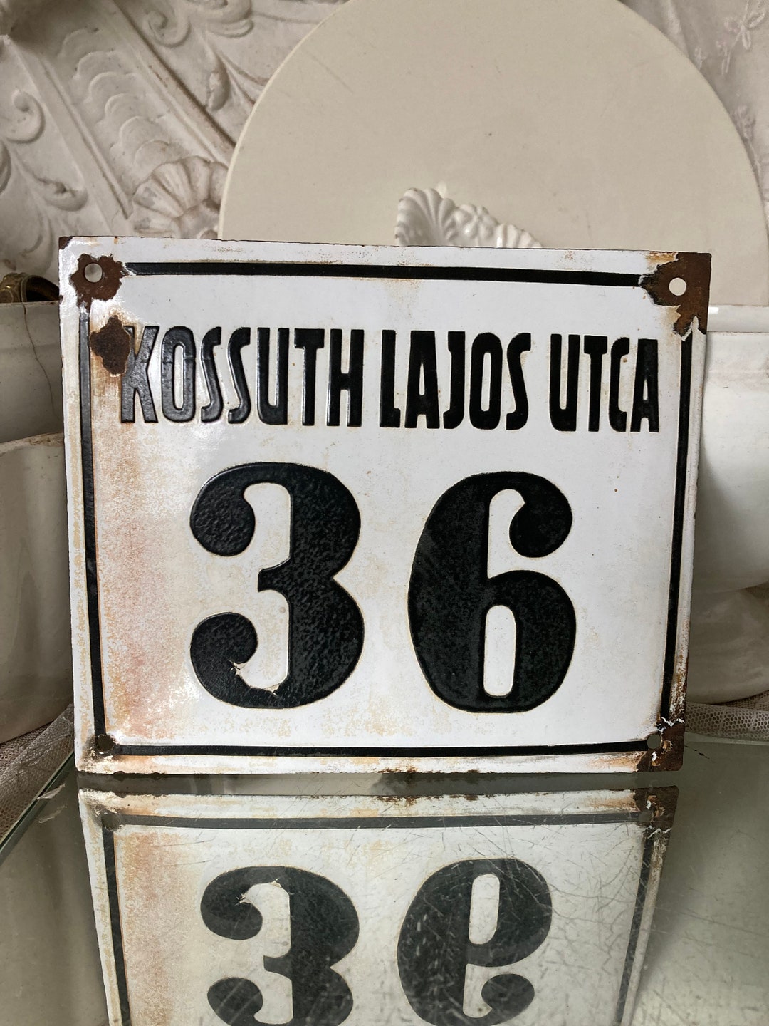 VINTAGE Old Hungarian House Number 36 Enamel Approx. 18 X 15 Cm ...