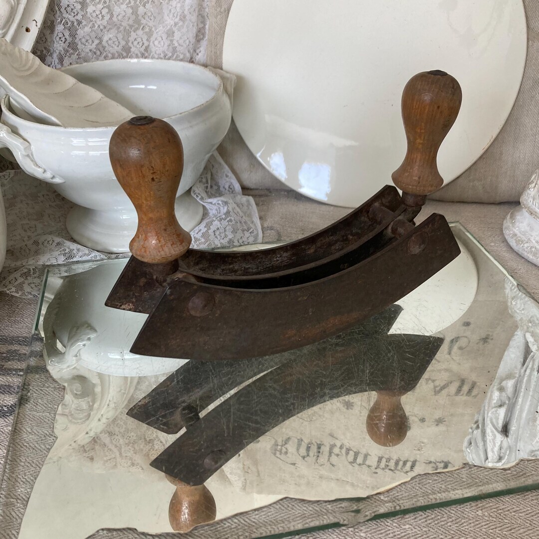 FRANCE Antique Large Rocking Knife, Double Blade, 1920s/30s, Herb Hoe ...