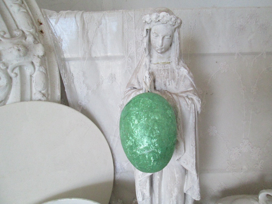 Old Fillable Light Green Easter Egg to Hang Tinfoil Height Approx 8.2 ...
