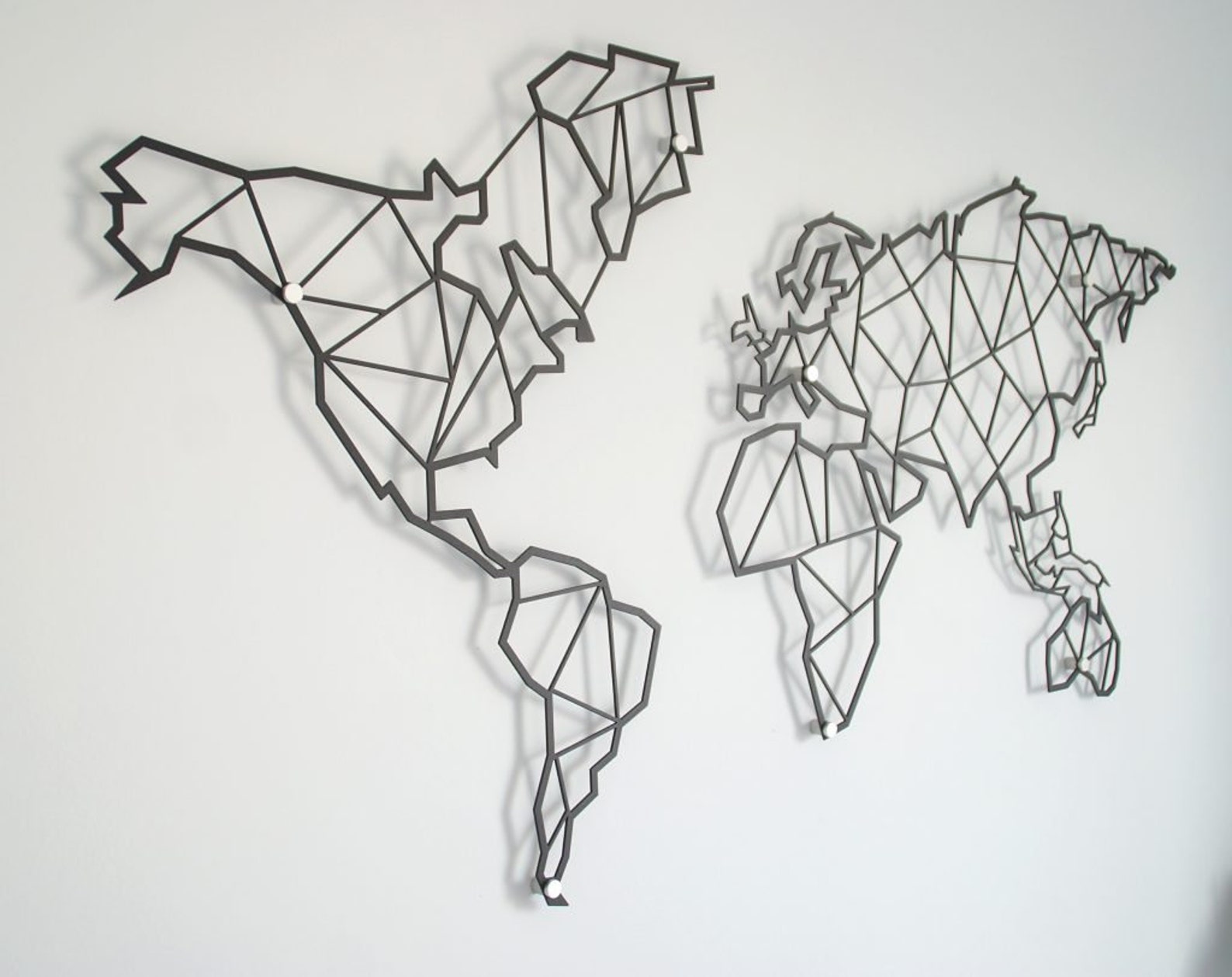 Geometric Steel WORLD MAP Black Matte, LARGE - Etsy