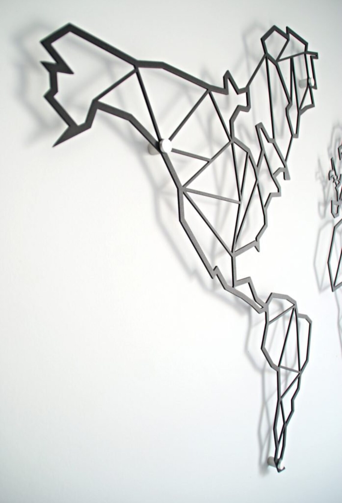 Geometric Steel WORLD MAP Black Matte, LARGE - Etsy