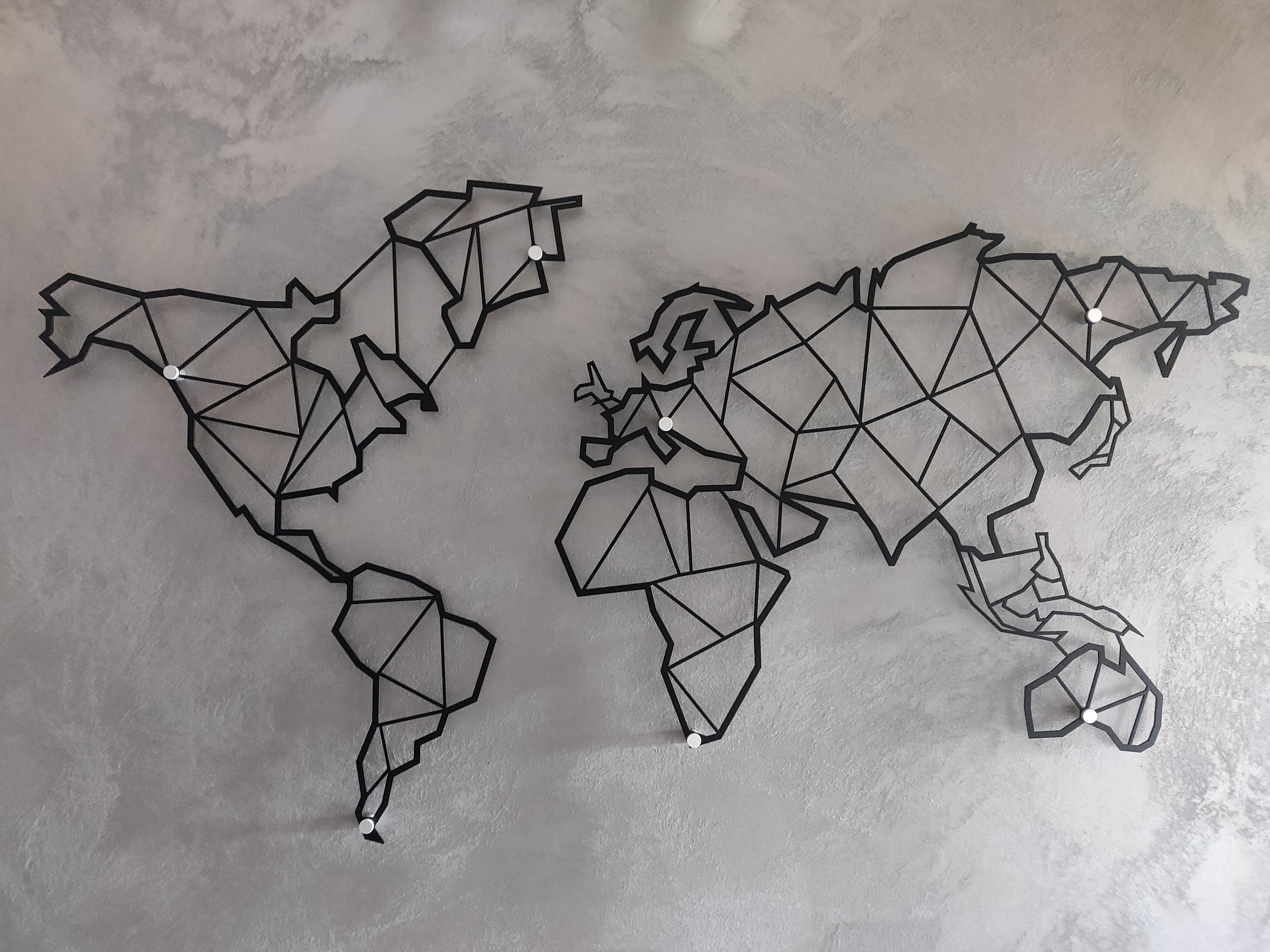 Geometric Steel WORLD MAP Black Matte, XL - Etsy