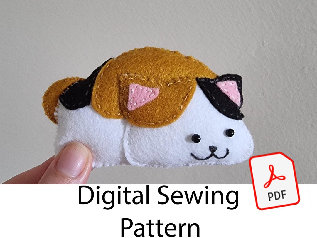 Fat Cat Loaf Plush Hand Sewing Pattern Felt Ornament Gaming Plushie DIY ...