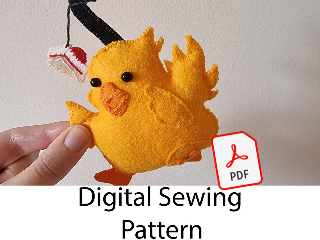 Fat Chocobo Plush Hand Sewing Pattern Tutorial Kweh With Cake Felt ...