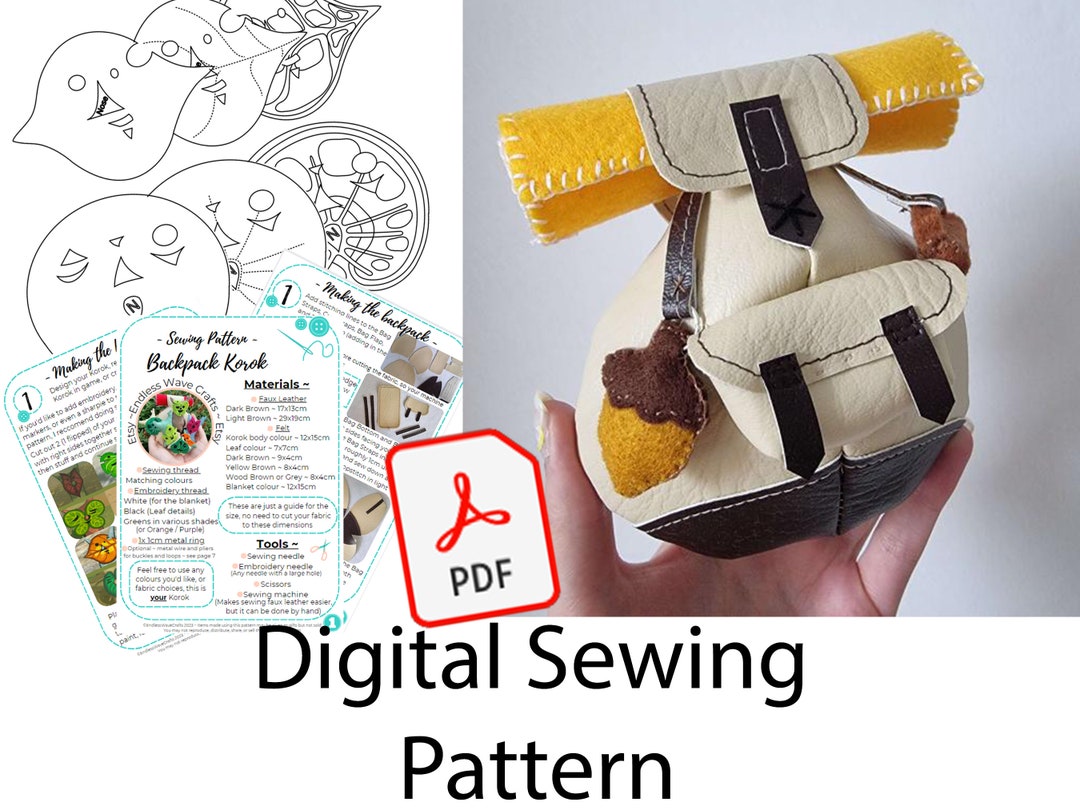 Digital Totk Sewing Pattern Backpack Korok Big Bag Hand Sew Zelda Plush ...