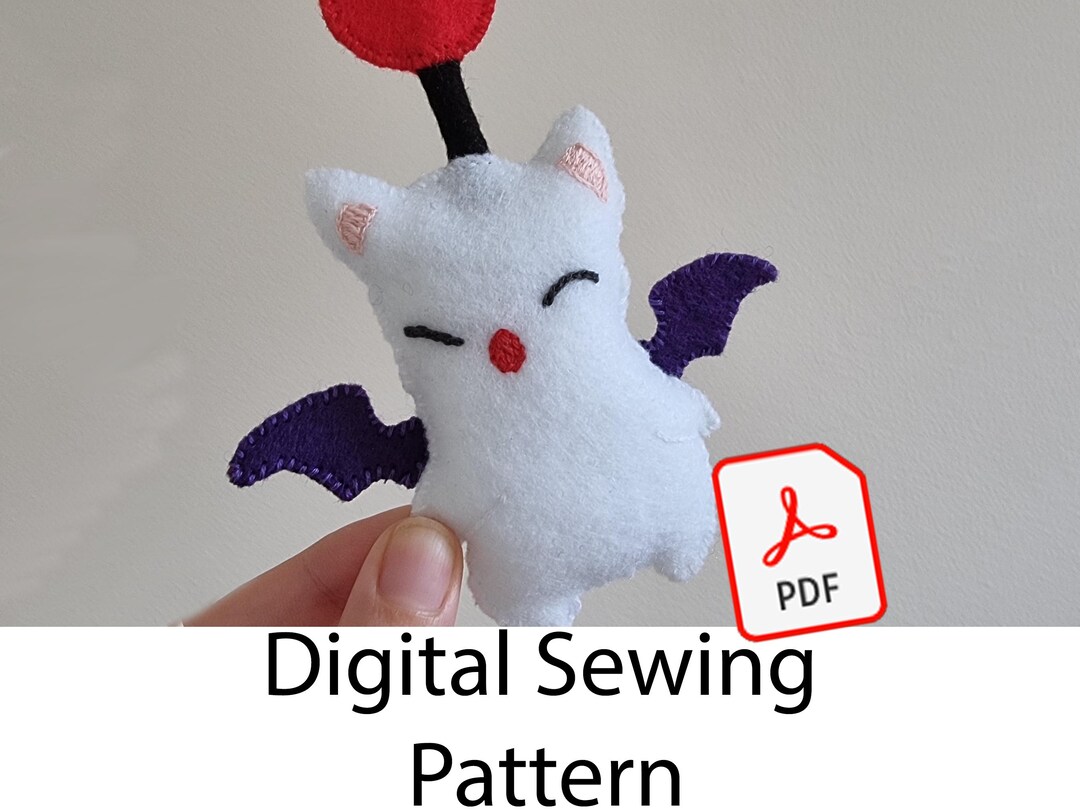 Moogle FFXIV Plush Hand Sewing Pattern Tutorial Felt Ornament Gaming ...