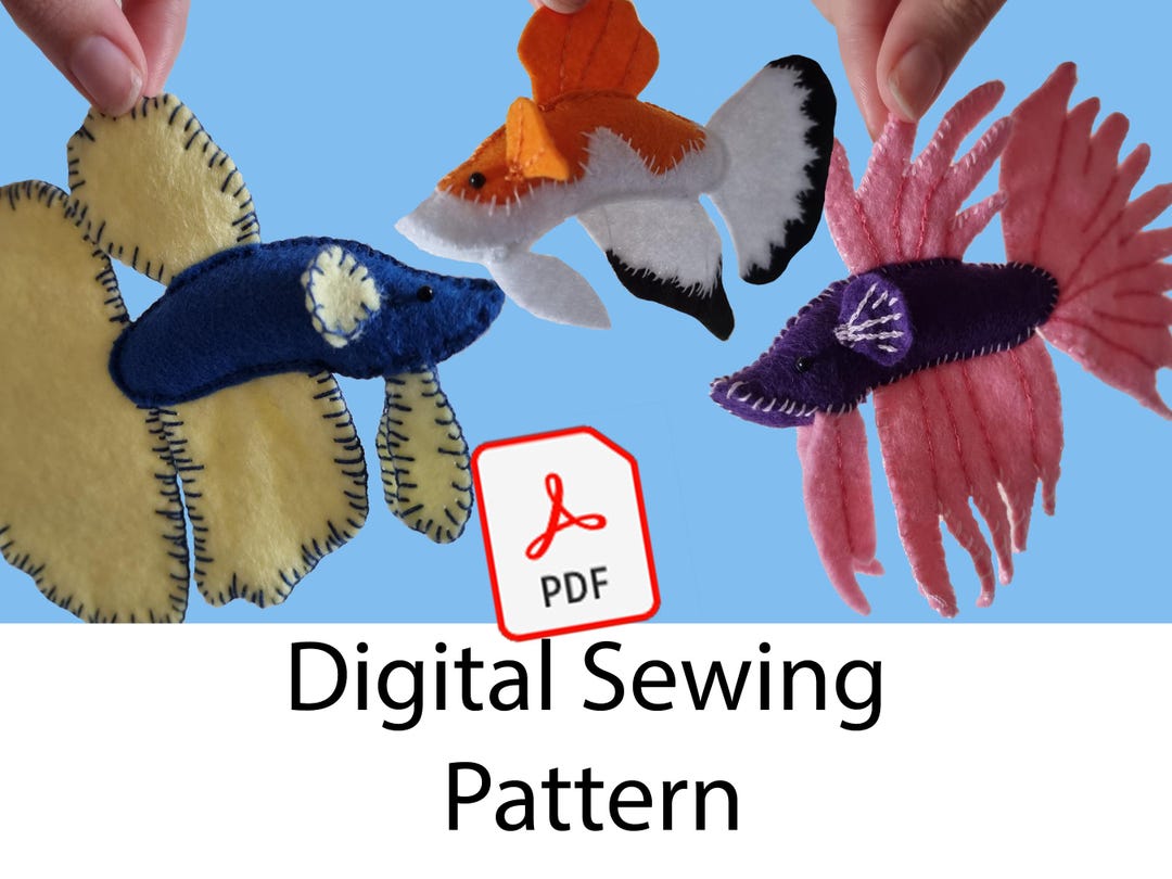 Sewing Pattern Felt Betta Fish Plush Tutorial With Instructions DIY ...
