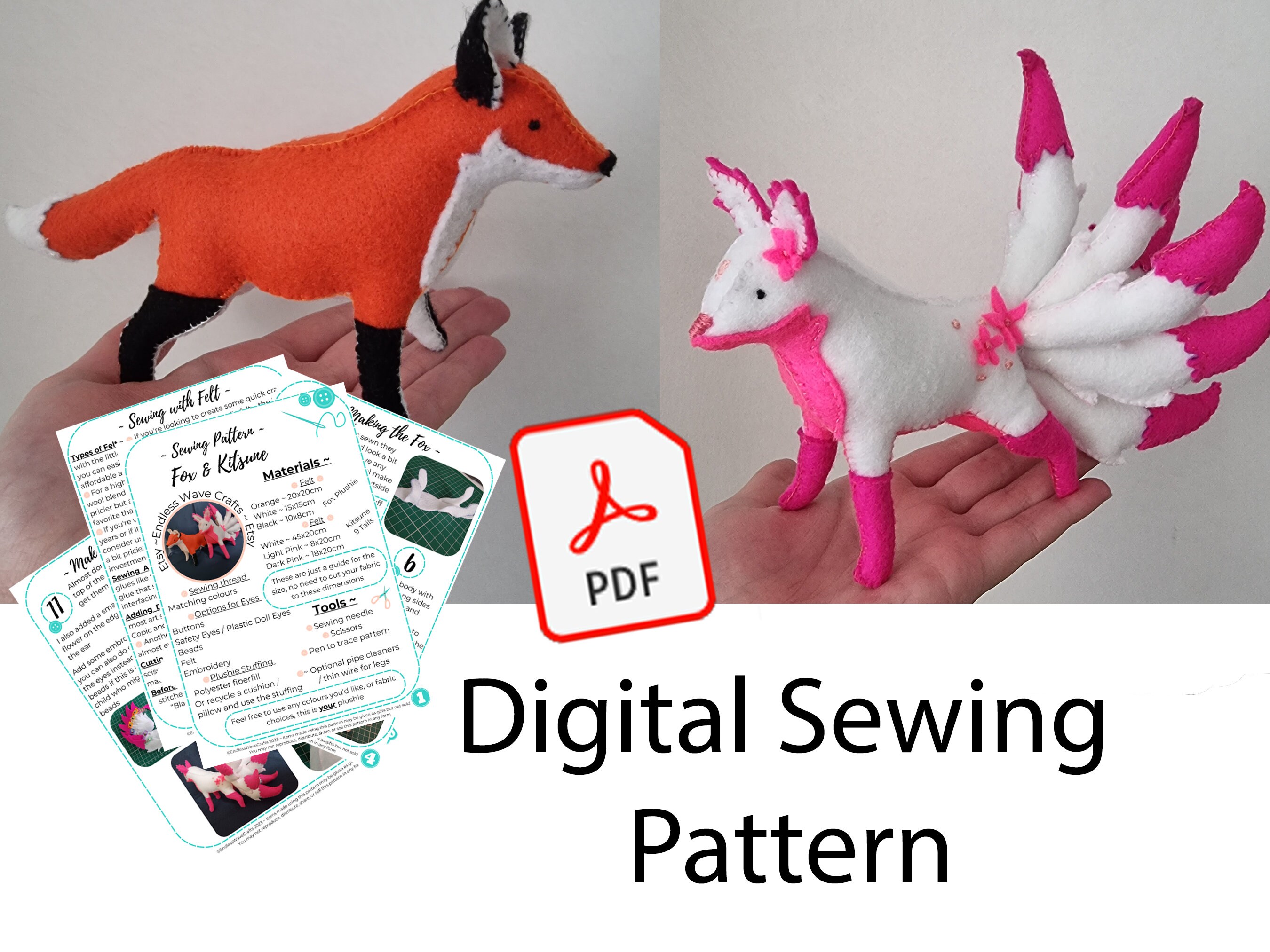 DIY Fox Sewing Pattern PDF Make Your Own Japanese Fox Spirit - Etsy