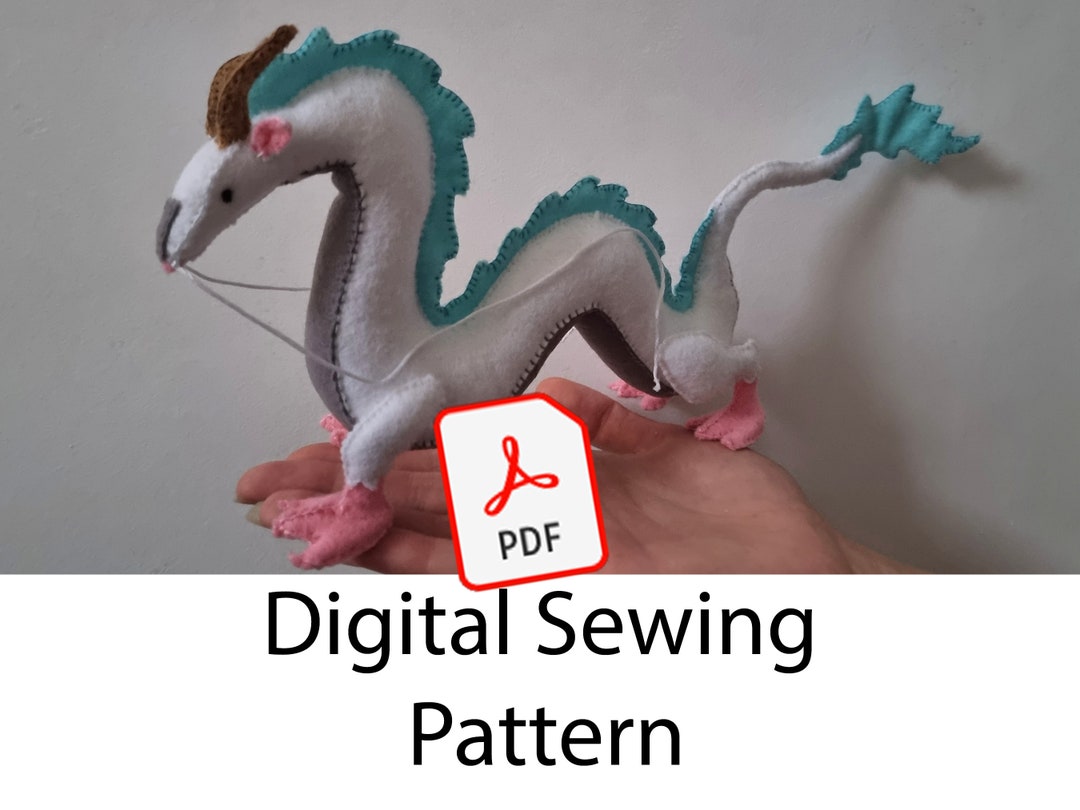 Dragon Sewing Pattern Haku Plush Spirited Away Inspired Hand Sew Felt ...