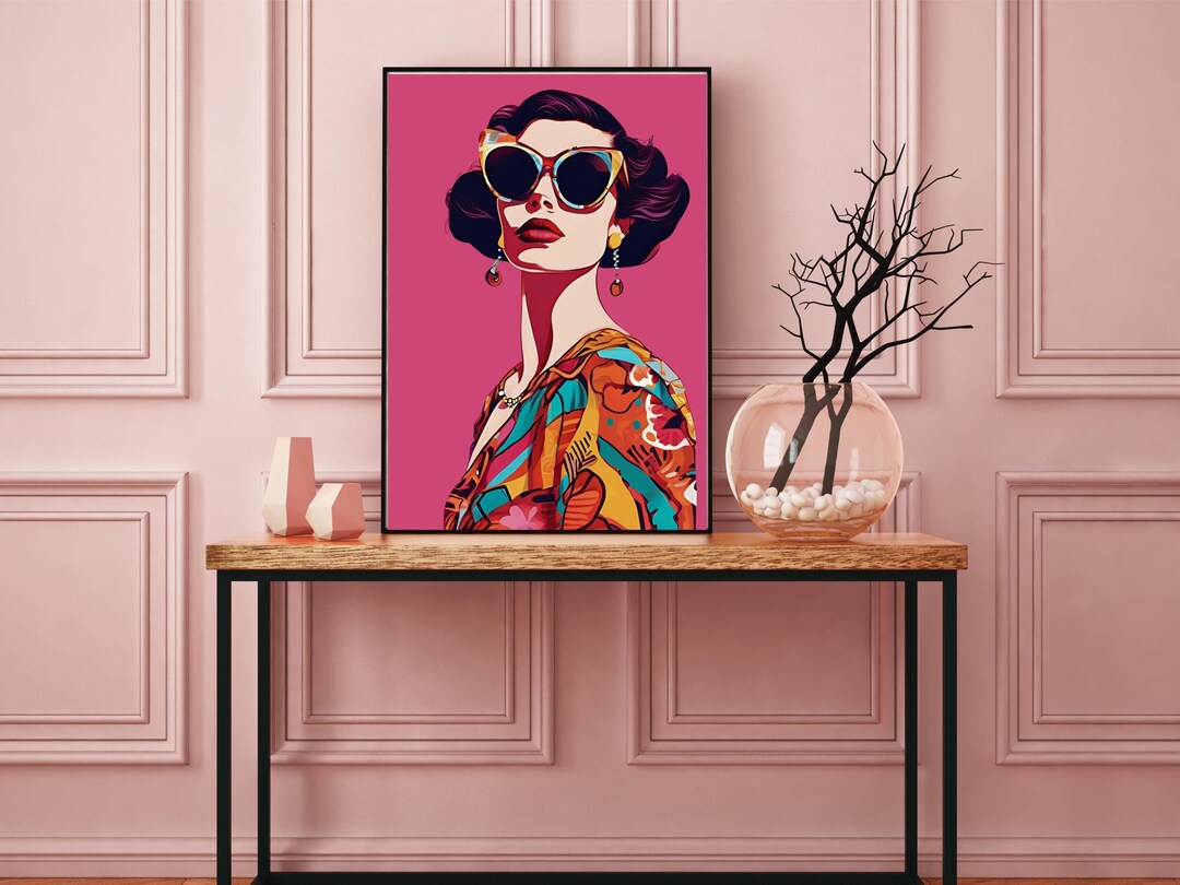 Retro Glam Pop Art Portrait Colorful 60s Inspired Fashion Print Retro ...
