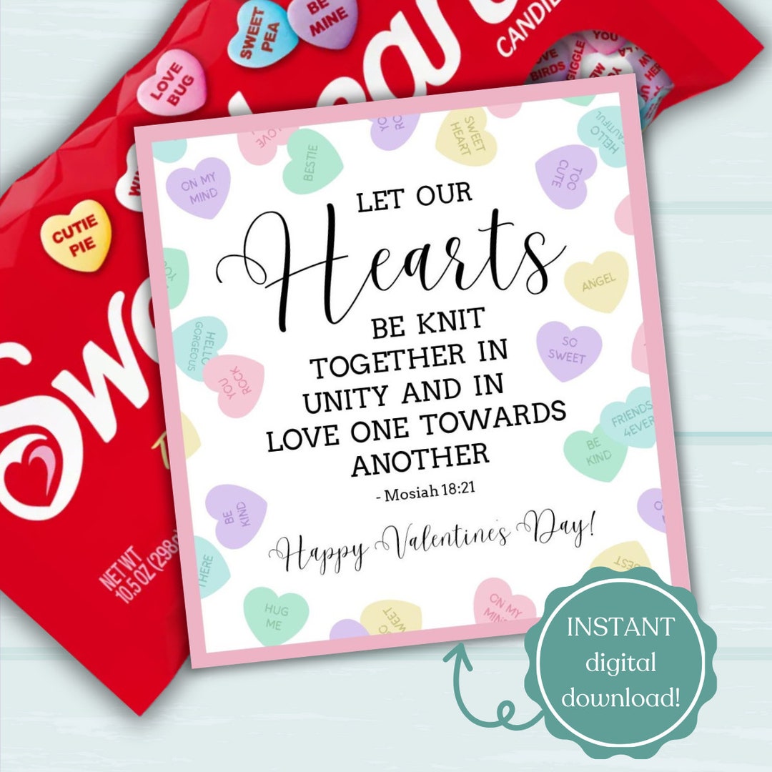 LDS Valentine Tag Printable Digital Download, Hearts Knit Together ...