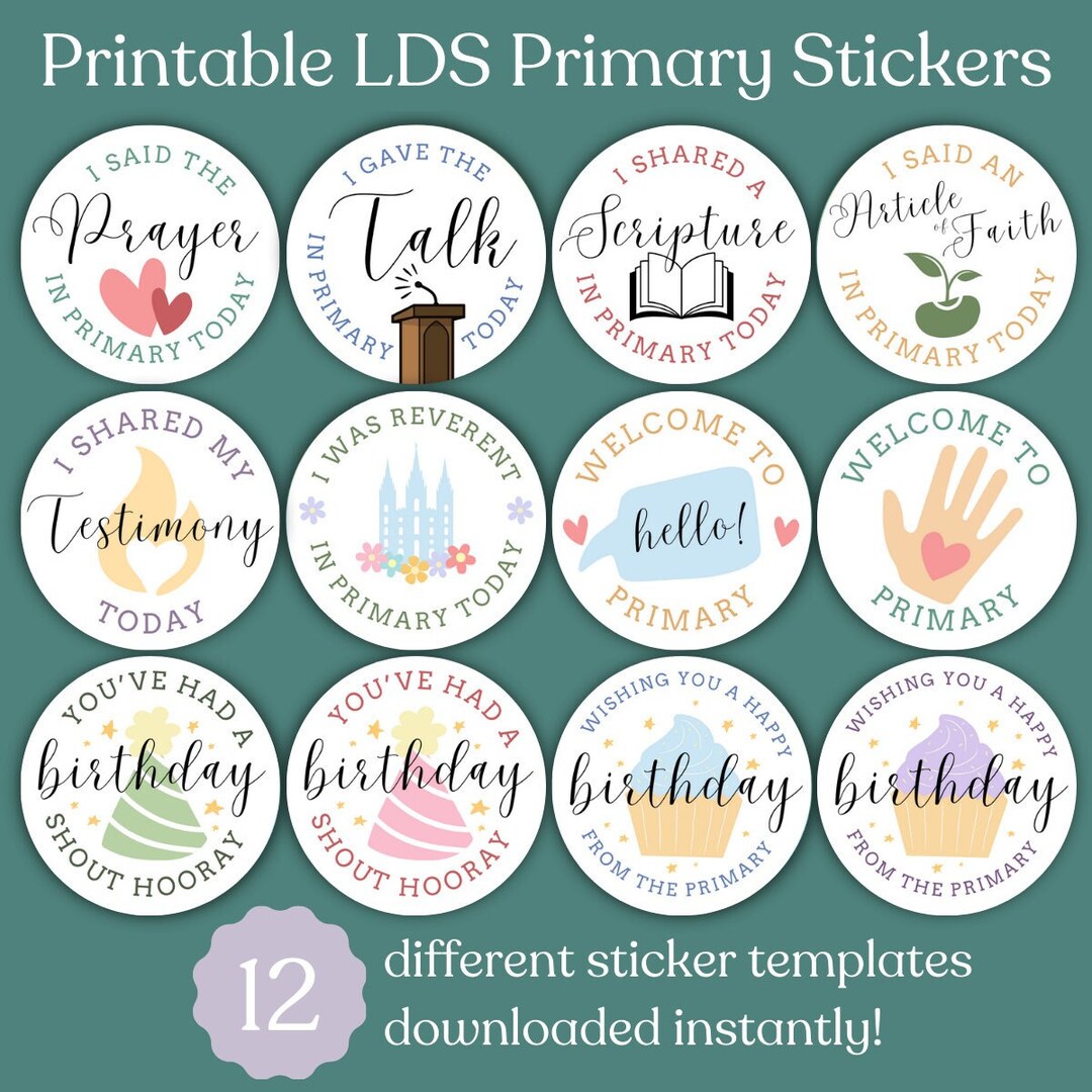Printable LDS Primary Stickers for Assignments, Welcoming Visitors ...
