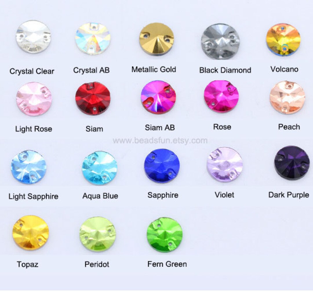Rivoli Sew on Rhinestone Flatback 2-hole Sewing Crystals Round Bling ...
