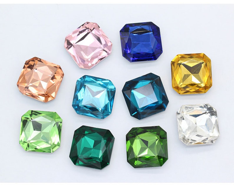 Square Pointed Back Crystal Rhinestone: Faceted Glass Gem (18mm, 23mm ...
