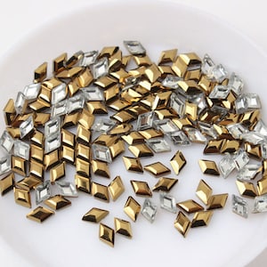 Rhombus Shape Flatback Rhinestone Glass Beads Crystal Loose Beads Bling ...