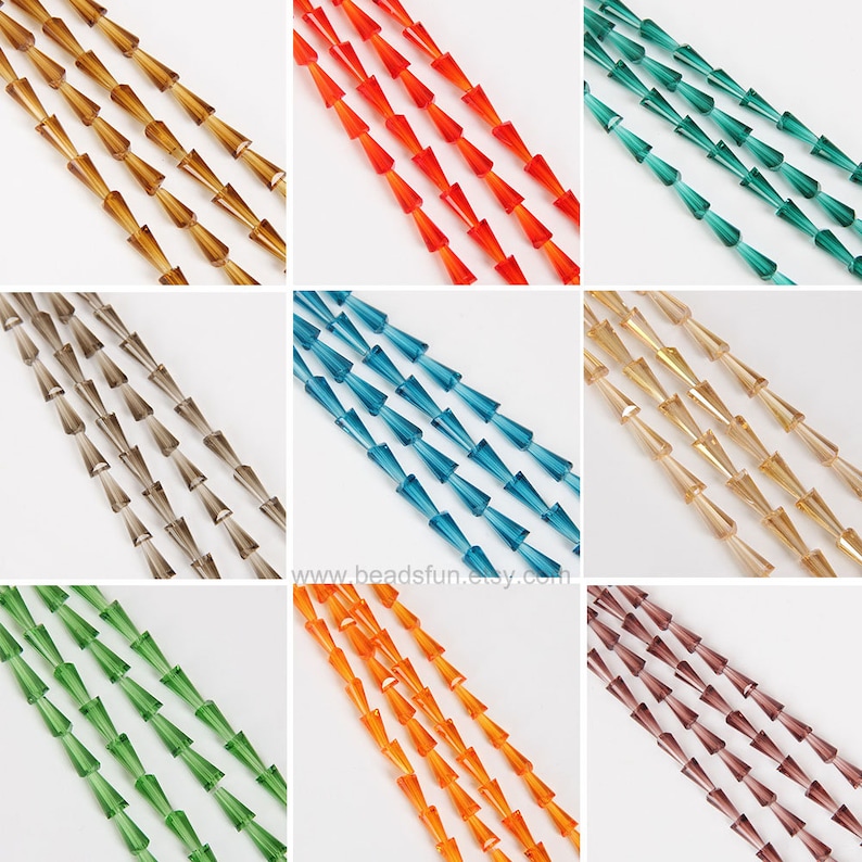 Faceted Glass Cone Beads: Crystal Jewelry Making Charms - Etsy