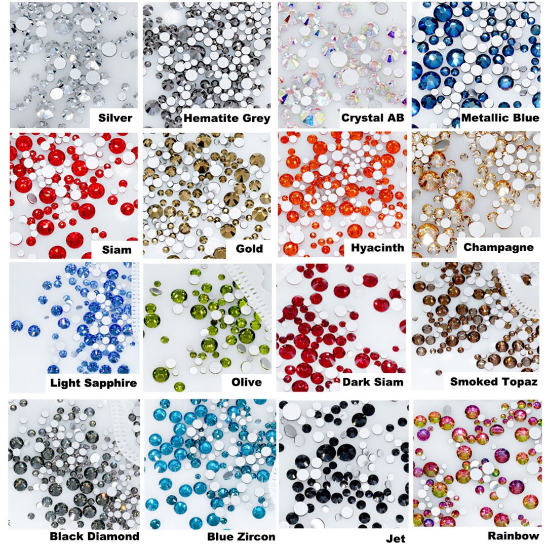 1440pcs Mixed Size Pack Rhinestone Flatback Crystal Glass Loose Beads ...