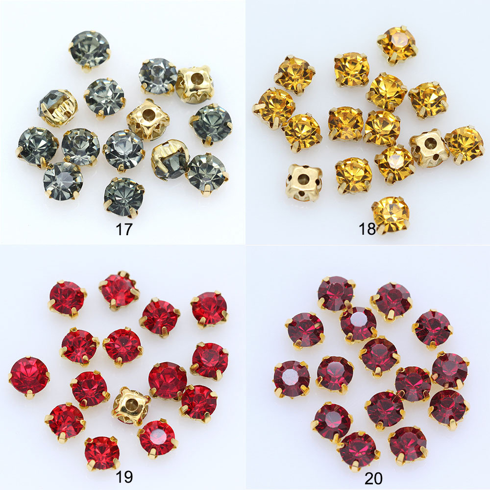 4mm Sew on Rhinestones: Gold Setting Crystal Chatons - 100pcs - Etsy