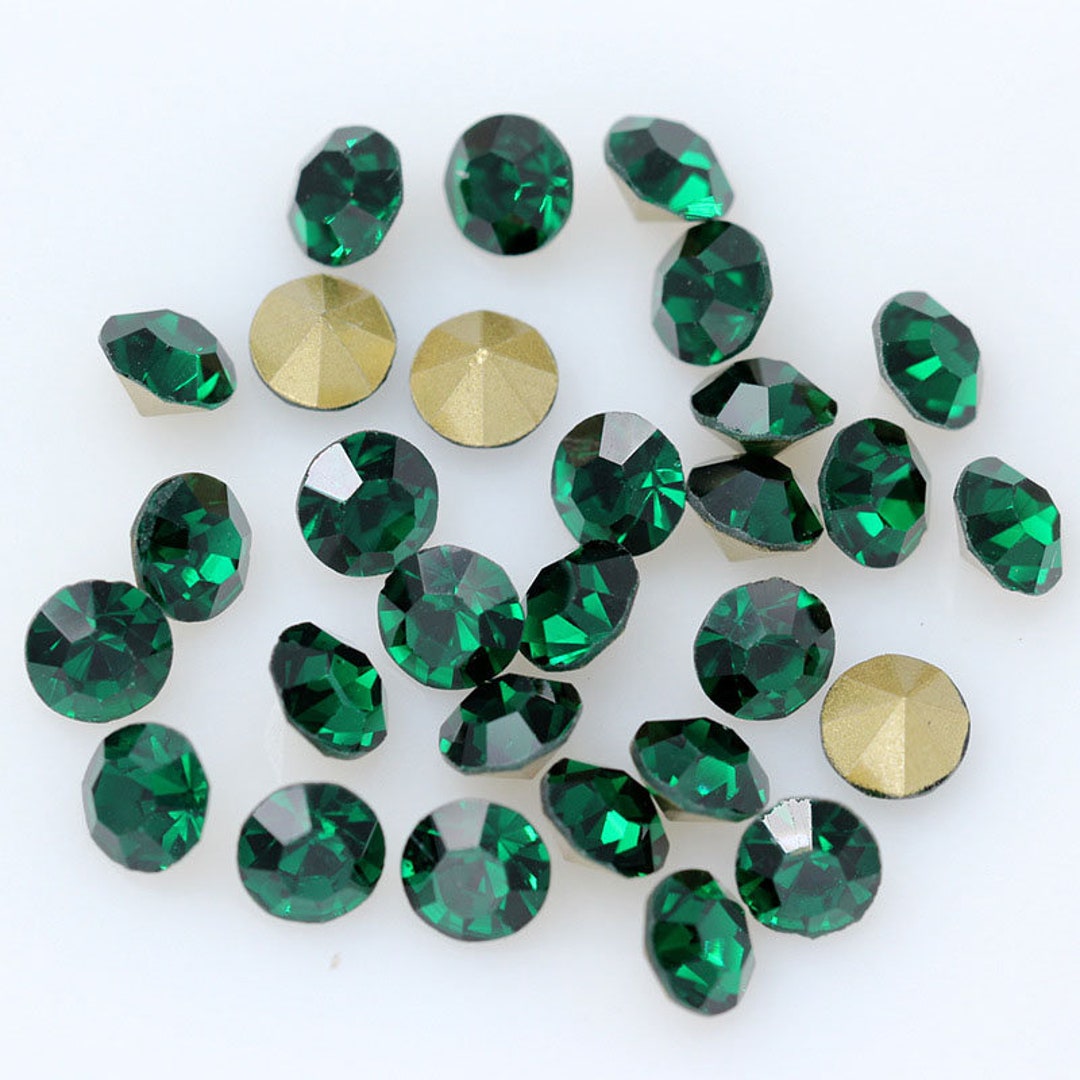 Emerald Chatons Pointed Back Rhinestones Loose Beads Jewelry Making ...