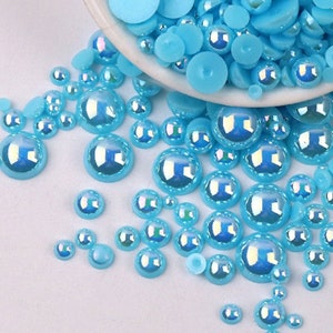 AB Color Flatback Pearls Half Round Cabs Mix Size Faux Pearls Loose ...